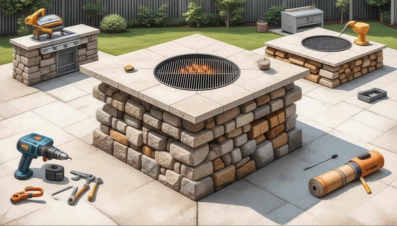 Stone BBQ Island Installation for a Timeless Look | Shore Point Hardscapes